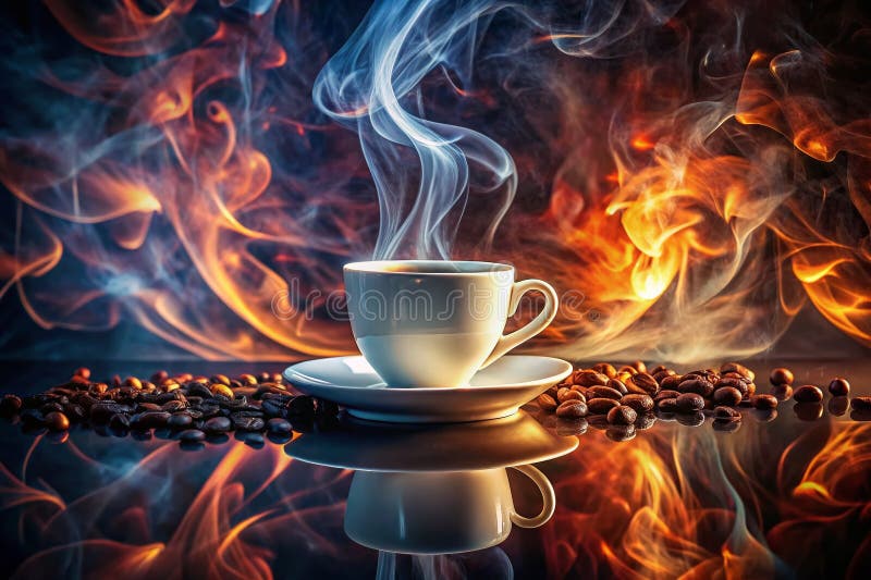 Artistic Double Exposure Coffee Cup a Dark Dramatic Visual Feast for ...