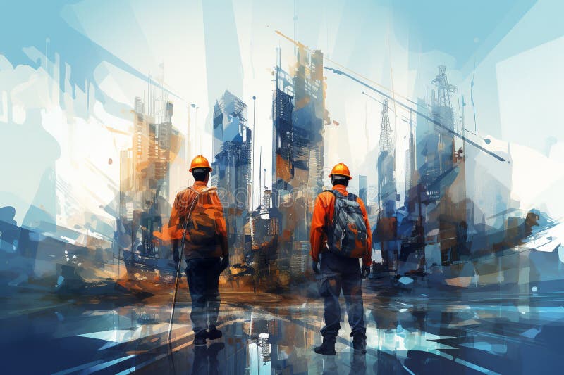 Artistic Double Exposure of a Construction Site and Construction ...