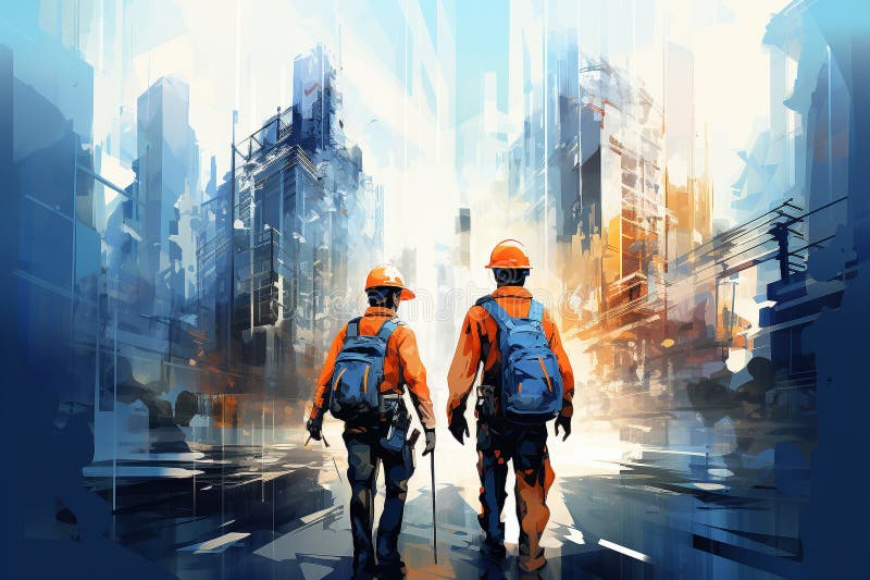 Artistic Double Exposure of a Construction Site and Construction ...