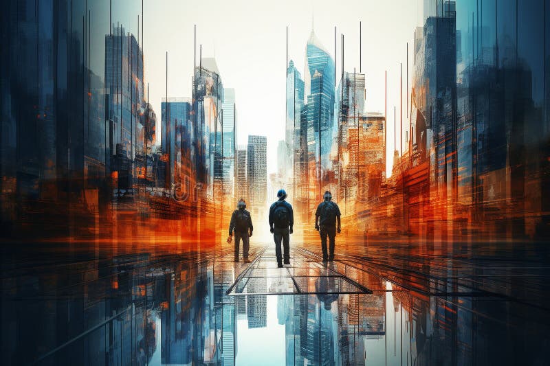 Artistic Double Exposure of a Construction Site and Construction ...