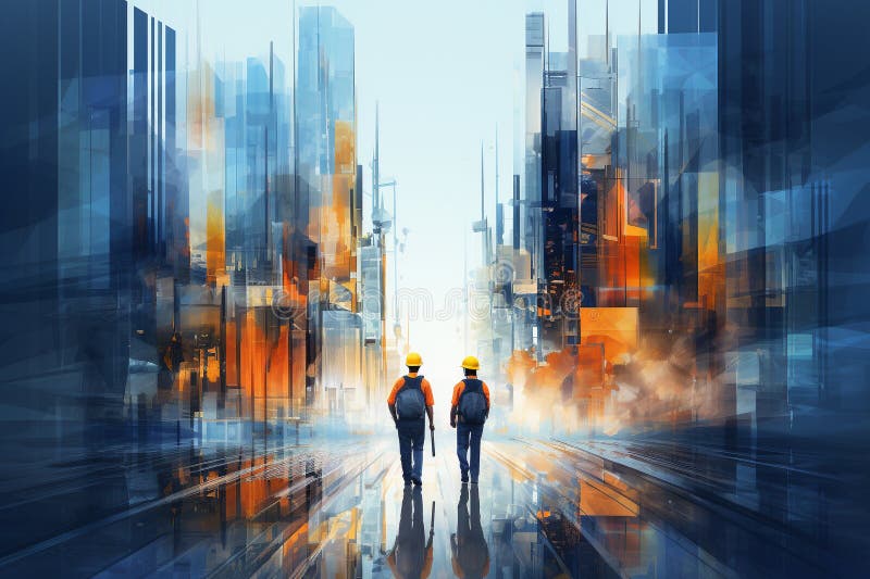 Artistic Double Exposure of a Construction Site and Construction ...