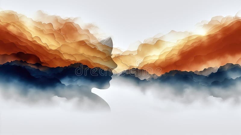 Artistic Double Exposure Effect Showing the Profile of a Woman Merging ...
