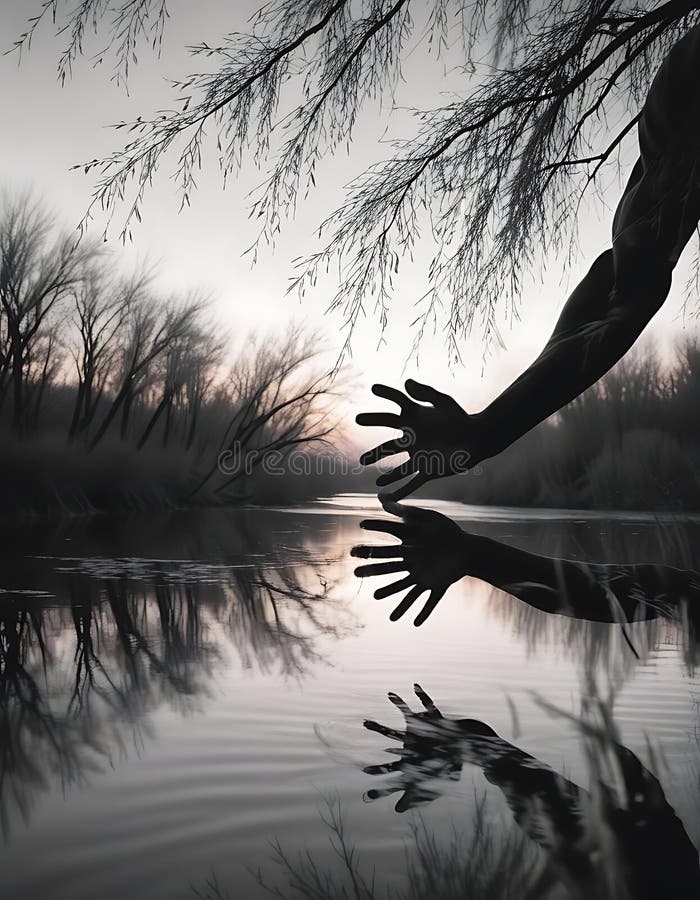 Artistic Double Exposure in Grayscale with Nature and Reflection Theme ...