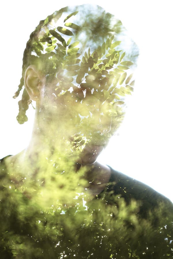 Double Exposure Portrait of an Anonymous Man Stock Image - Image of ...