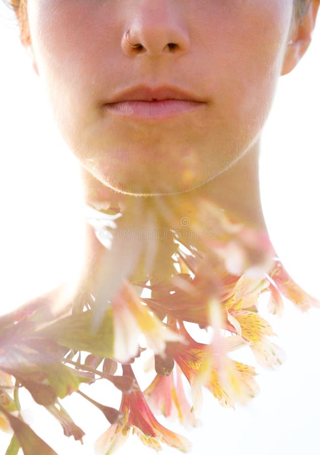 A Double Exposure Half a Face Portrait Stock Image - Image of change ...