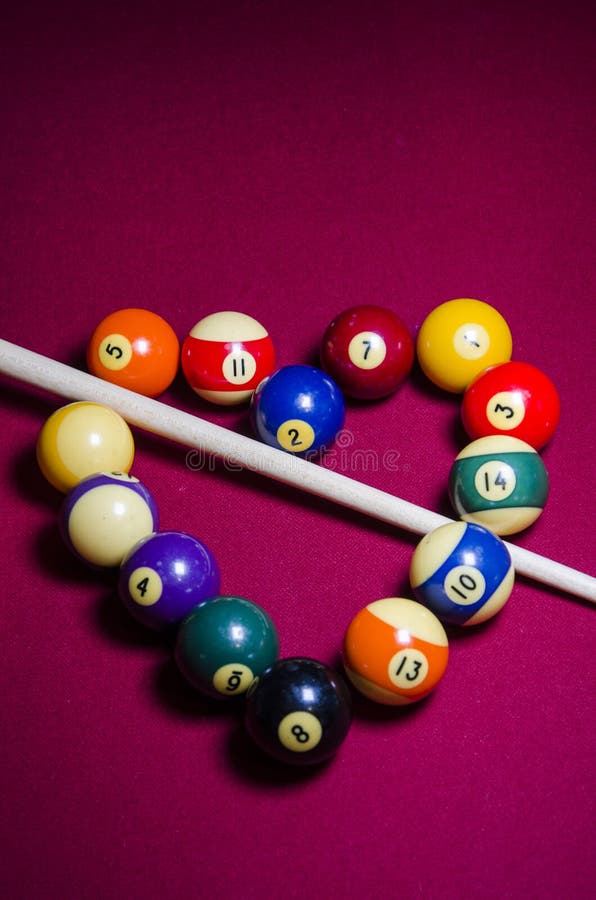Pool Billiard Balls on Red Felt Table Dramatic Shadowed Stock Image ...
