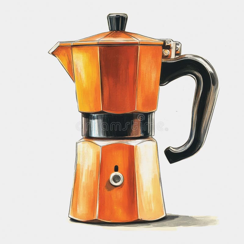 Artistic Drawing of a Coffee Maker Showcasing Modern Design and ...