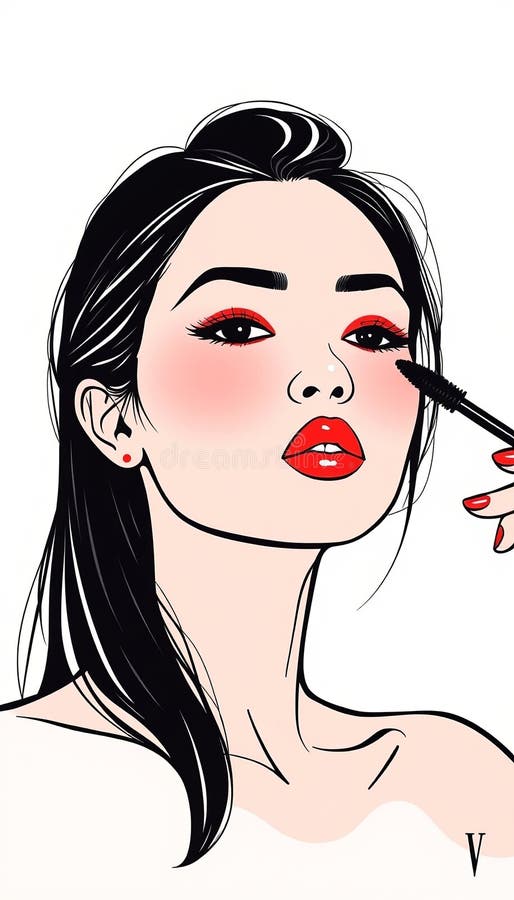 Artistic Drawing of Mascara Application Stock Illustration ...