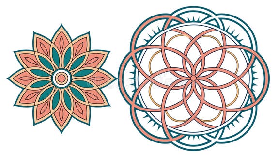 Artistic Duo of Mandalas, Outlined and Solid Fill Styles, Vector Design ...