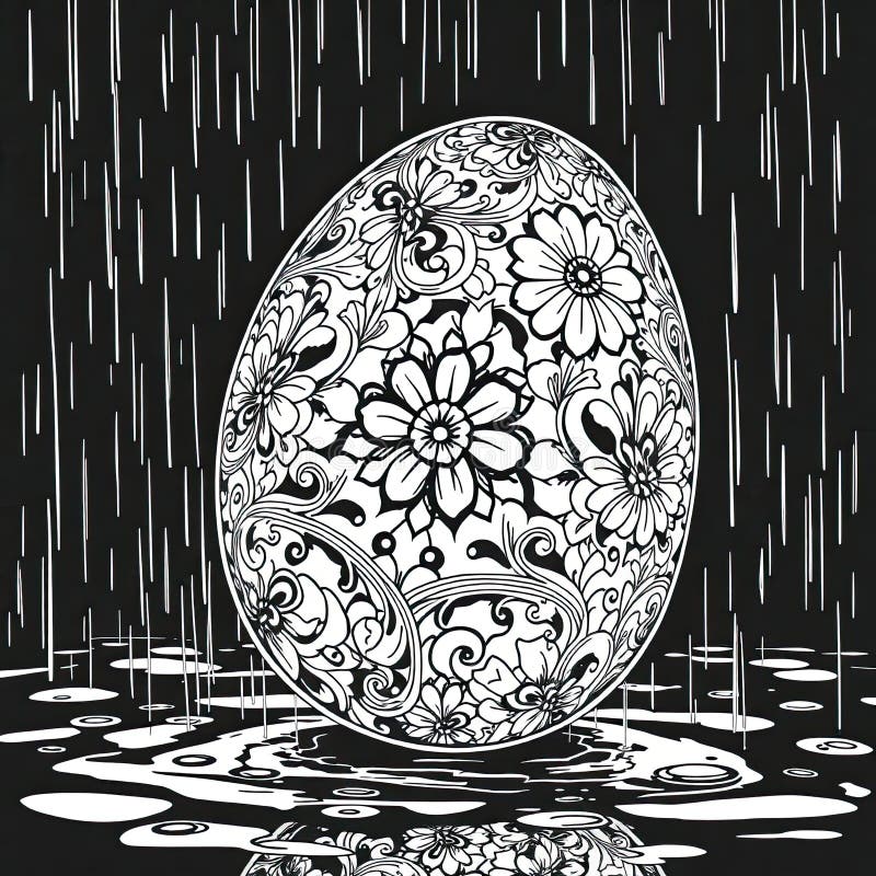 An Artistic Easter Egg Drawing Perfect for DIY Coloring and Springtime ...