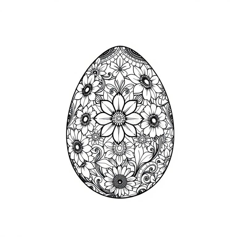 An Artistic Easter Egg Drawing Perfect for DIY Coloring and Springtime ...