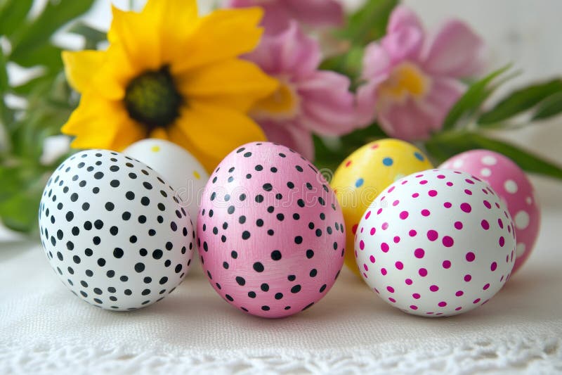 Artistic Easter Eggs are Decorated with Fresh Flowers and Vibrant ...