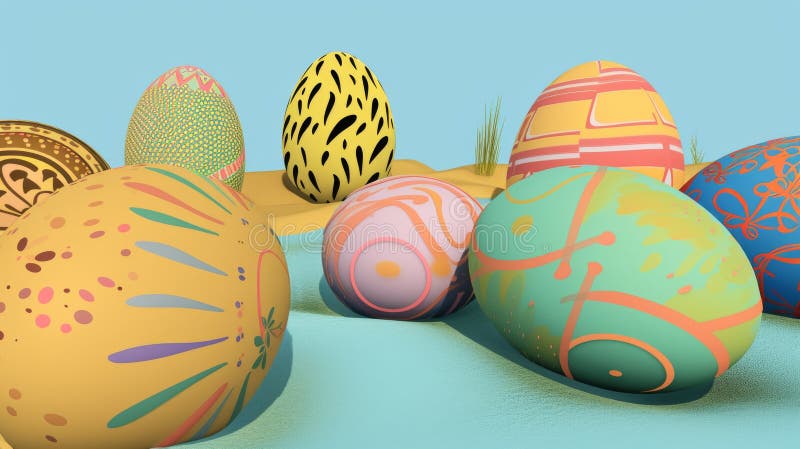 Artistic Easter Eggs in Pastel Stock Illustration - Illustration of ...