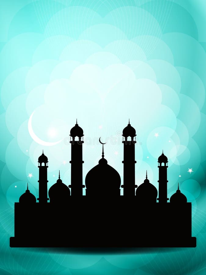 Artistic Eid Background Design with Mosque. Stock Vector - Illustration ...