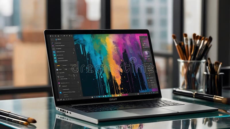 Artistic Elements, Design Software, and Stylish Laptop in a Creative ...