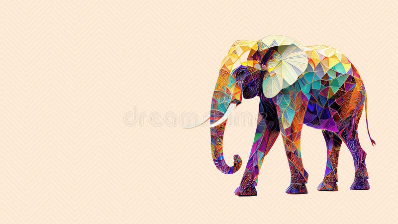 Artistic Elephant Landscape. Geometric Design Stock Illustration ...
