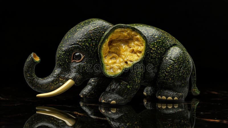 Artistic Elephant Sculpture Gallery Display Conceptual Artwork Dark ...