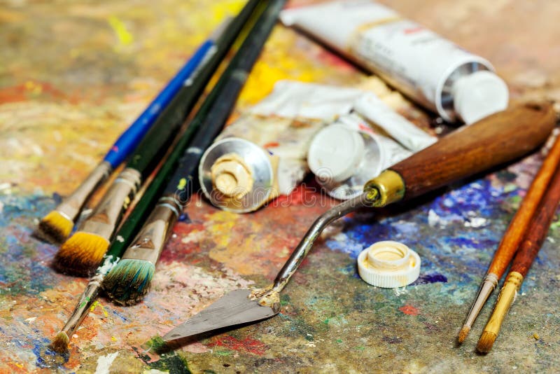 Artistic equipment stock image. Image of acrylic, paint - 82159965