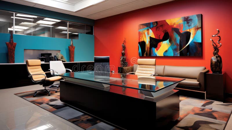 Artistic Executive Office Interior Stock Illustration - Illustration of ...