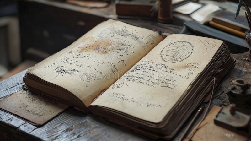 Artistic Exploration of a Rustic Journal with Sketches and Notes Cozy ...