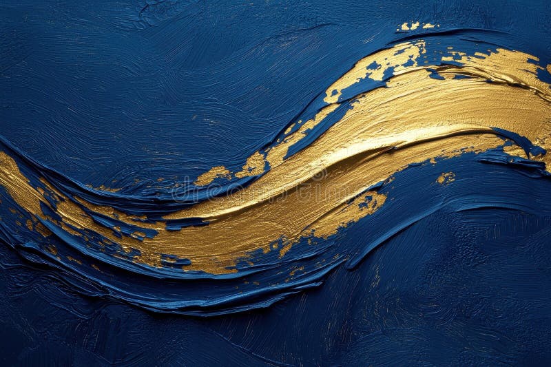 Artistic Expression in Dynamic Gold and Blue Modern Abstract Studio ...