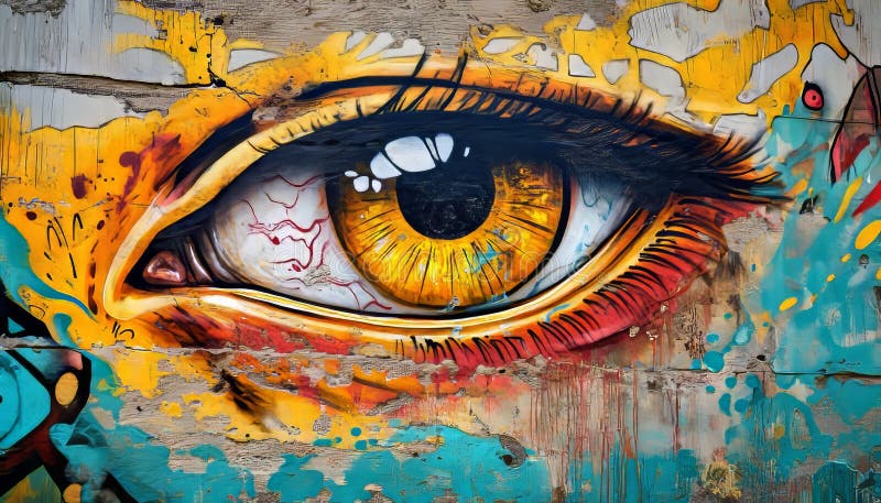 Artistic Eye in Graffiti Captivating Close Up of Urban Street Art and ...