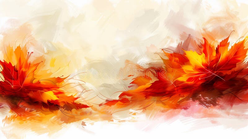 Artistic Fall Season Backdrop with a Drawing of Red and Yellow Leaves ...