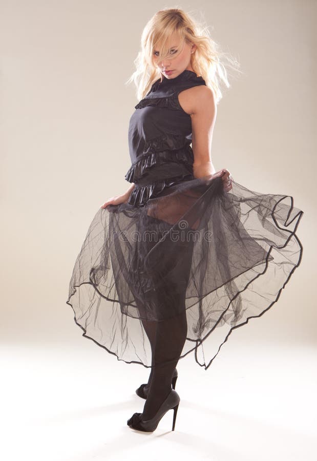 Artistic Fashion Model in Black Stock Image - Image of black, hands ...