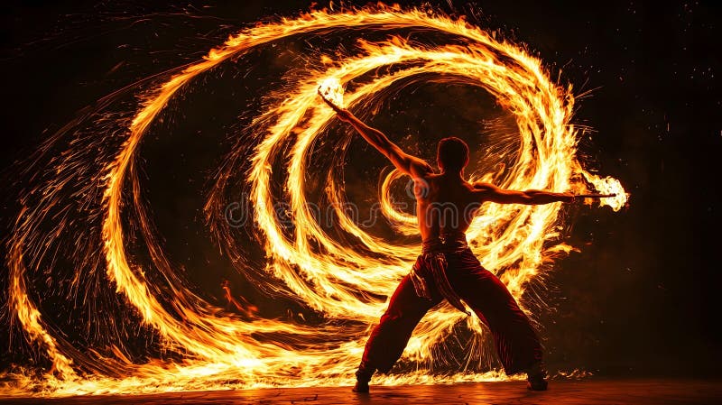 Artistic Fire Dance Performance Generative AI Stock Illustration ...