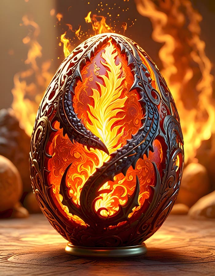 Artistic Fire Egg with Intricate Details and Vibrant Flames that Create a Captivating and Unique ...