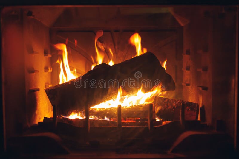 Artistic Fire, Fireplace with Burning Log Stock Photo - Image of glow ...