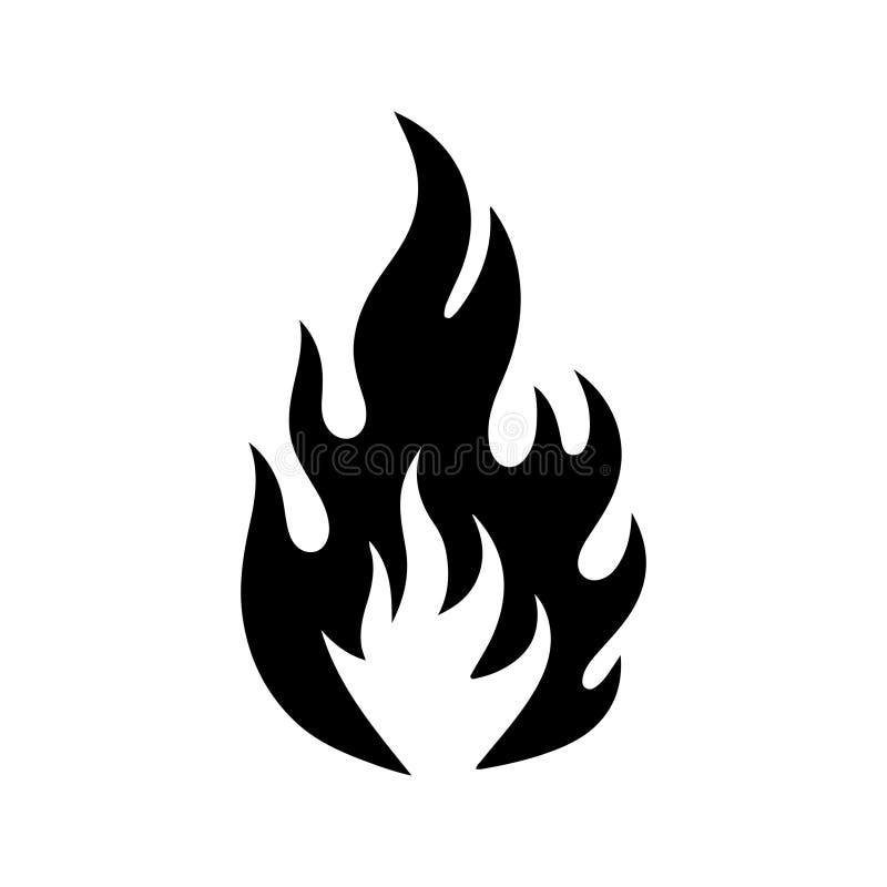 Artistic Flame Icon Bold Black Silhouette of Fire for Creative Designs ...