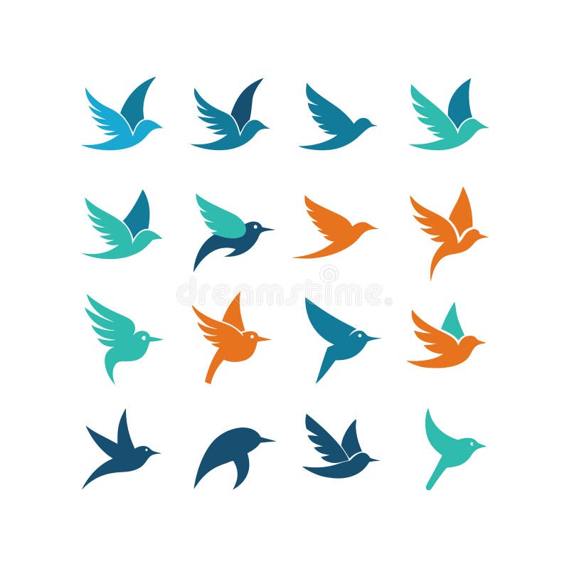 Stylish Bird Icons Featuring Unique Flight Patterns Stock Vector ...