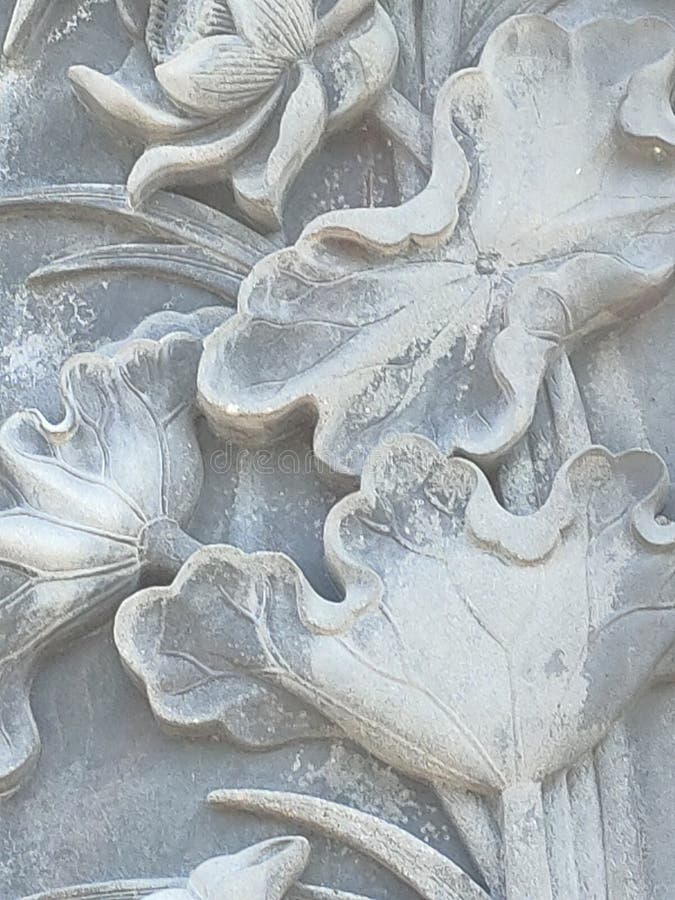 Artistic Floral Relief Decoration on a Wall Stock Image - Image of ...