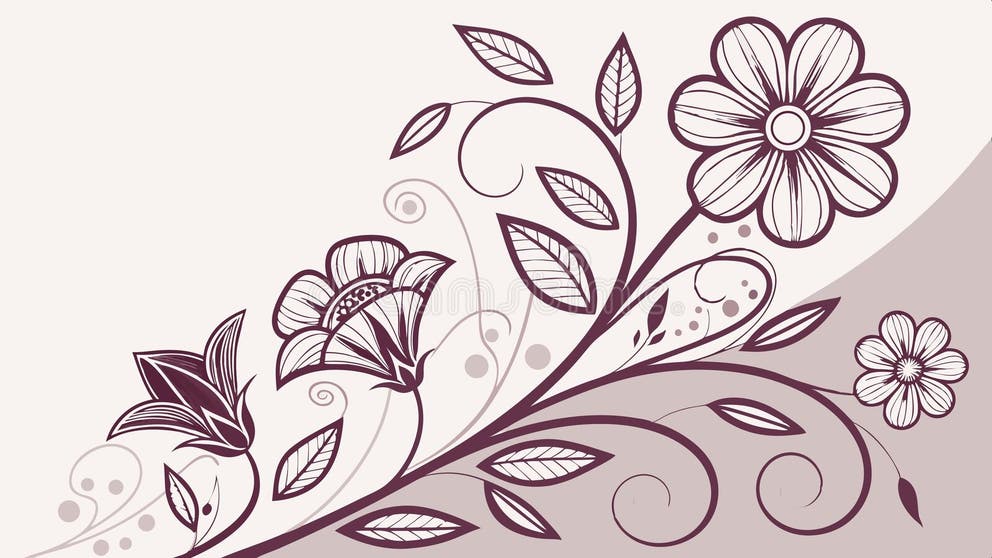 Artistic Floral Scroll Design With A Flower And Abstract Shape Vector Design Generative Ai Stock