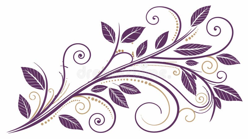 Artistic Floral Scrollwork Design in Purple and Green, Decorative Element, Vector Design ...