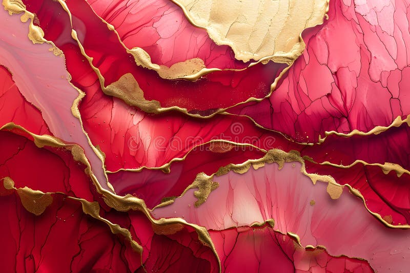 Artistic Fluid Splash: Contemporary Red and Gold Background Stock ...