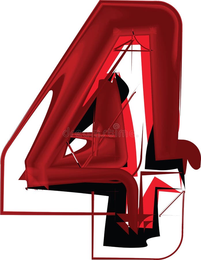 Artistic font number 4 stock vector. Illustration of number - 100505295