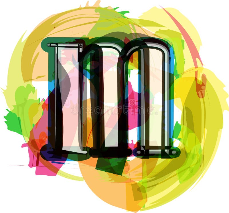 Artistic font letter m stock vector. Illustration of artwork - 100504764