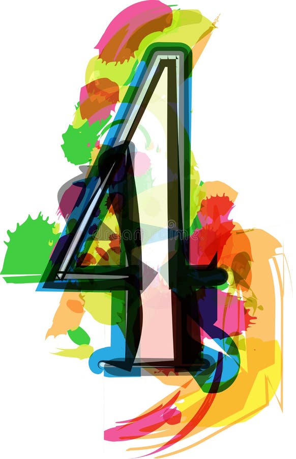 Artistic Font - Number 4 stock vector. Illustration of font - 101404900