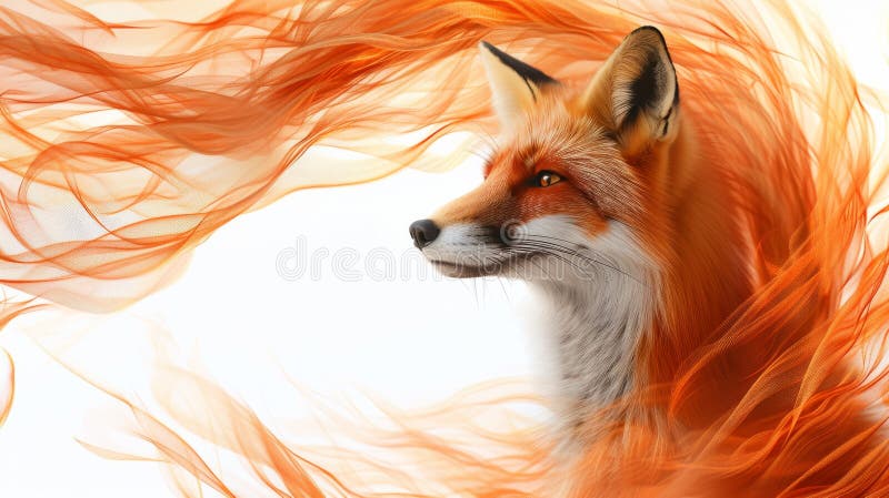 Artistic Fox with Fiery Flowing Fur Stock Photo - Image of detailed ...