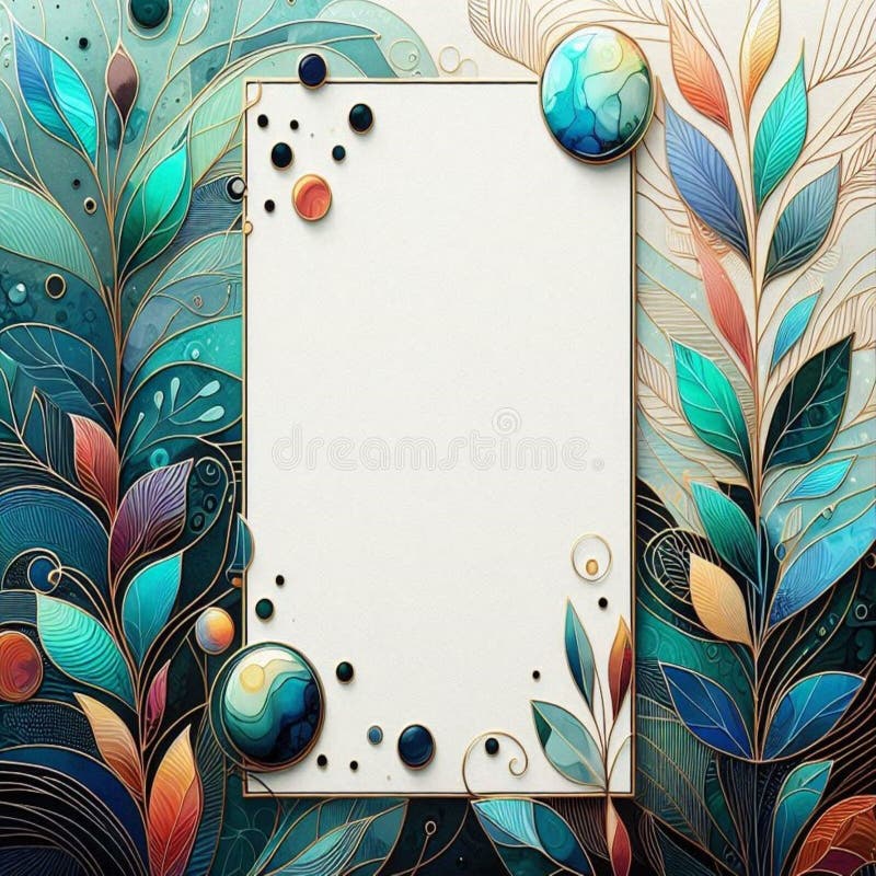 An Artistic Frame with a Combination of Abstract Elements and Floral ...