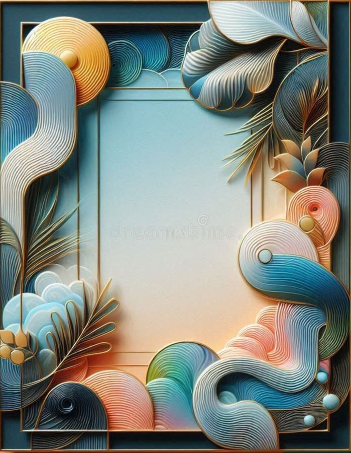 An Artistic Frame with a Combination of Abstract Elements and Floral ...