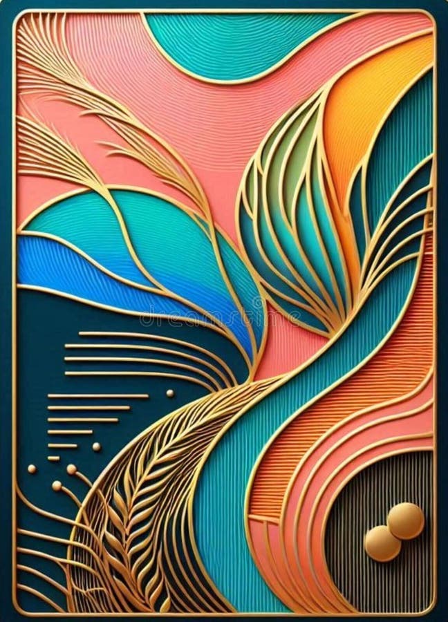 An Artistic Frame with a Combination of Abstract Elements and Floral ...