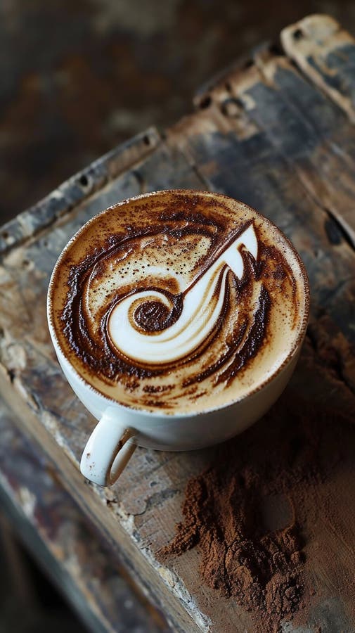 Artistic G-Clef Latte Art on a Rustic Table. Generative Ai Stock ...