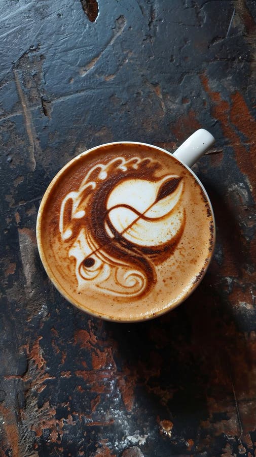 Artistic G-Clef Latte Art on a Rustic Table. Generative Ai Stock ...