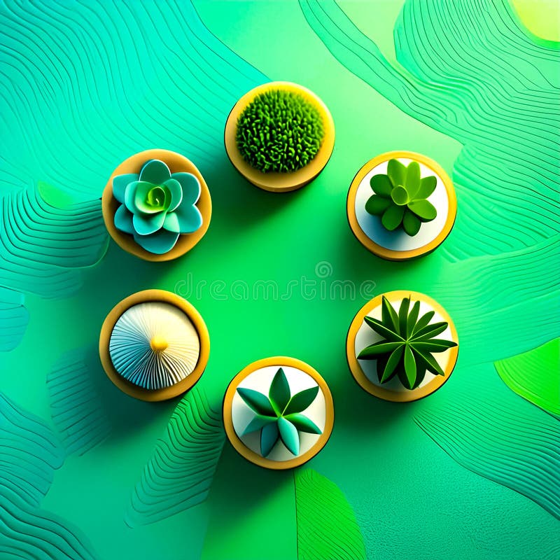 An Artistic Generated Image Inspired by a Circle of Succulent Plants in ...