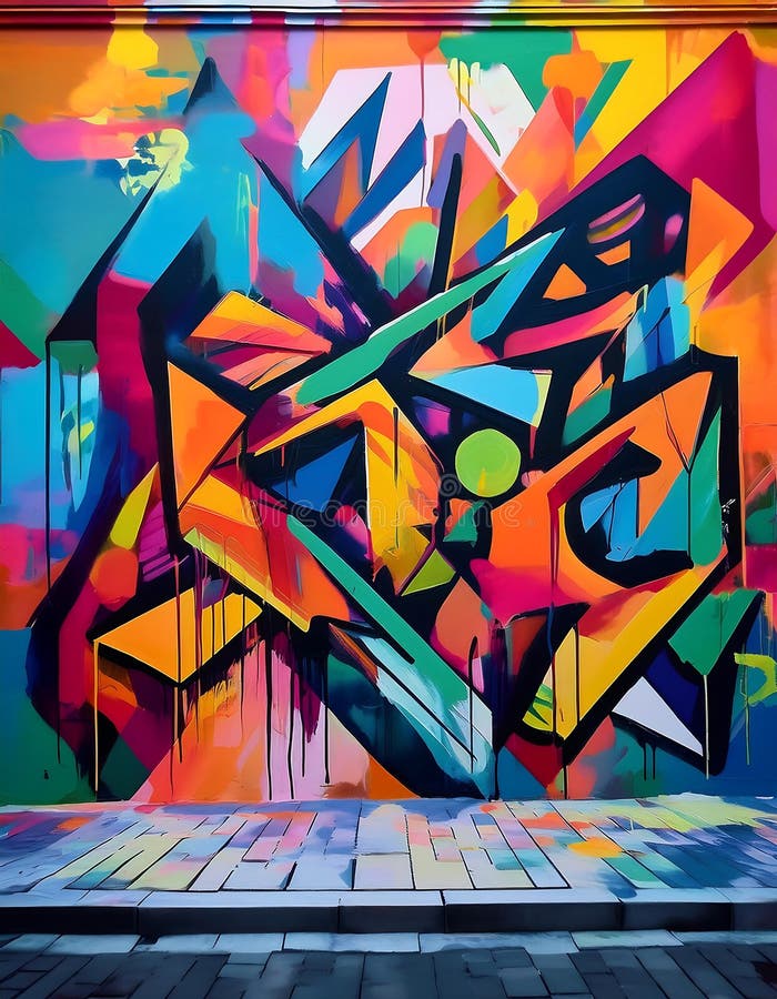 Artistic Generative Ai Abstract Graffiti Wall Featuring Chaotic ...