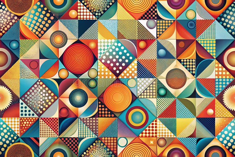 Artistic Geometric Circle and Squares Background Stock Illustration ...