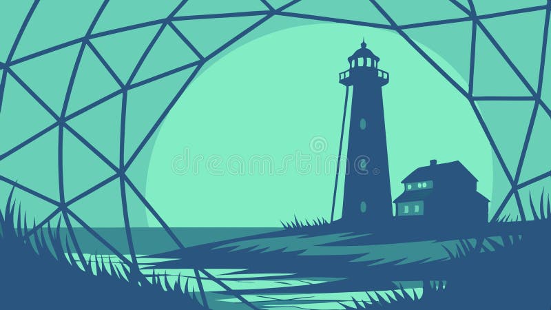Artistic Geometric Lighthouse Design in Coastal Scene Vector Graphic ...